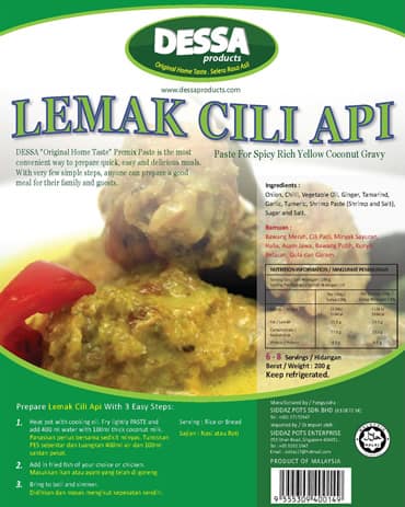 Lemak Cili Api (Spicy Coconut Gravy) Instant Paste - DESSA Products ...